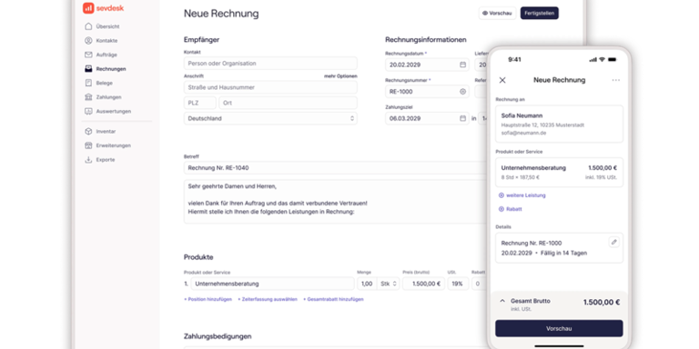 E-Rechnungspflicht schon gestartet - So funktioniert E-Rechnungen erstellen - kostenlos mit sevdesk