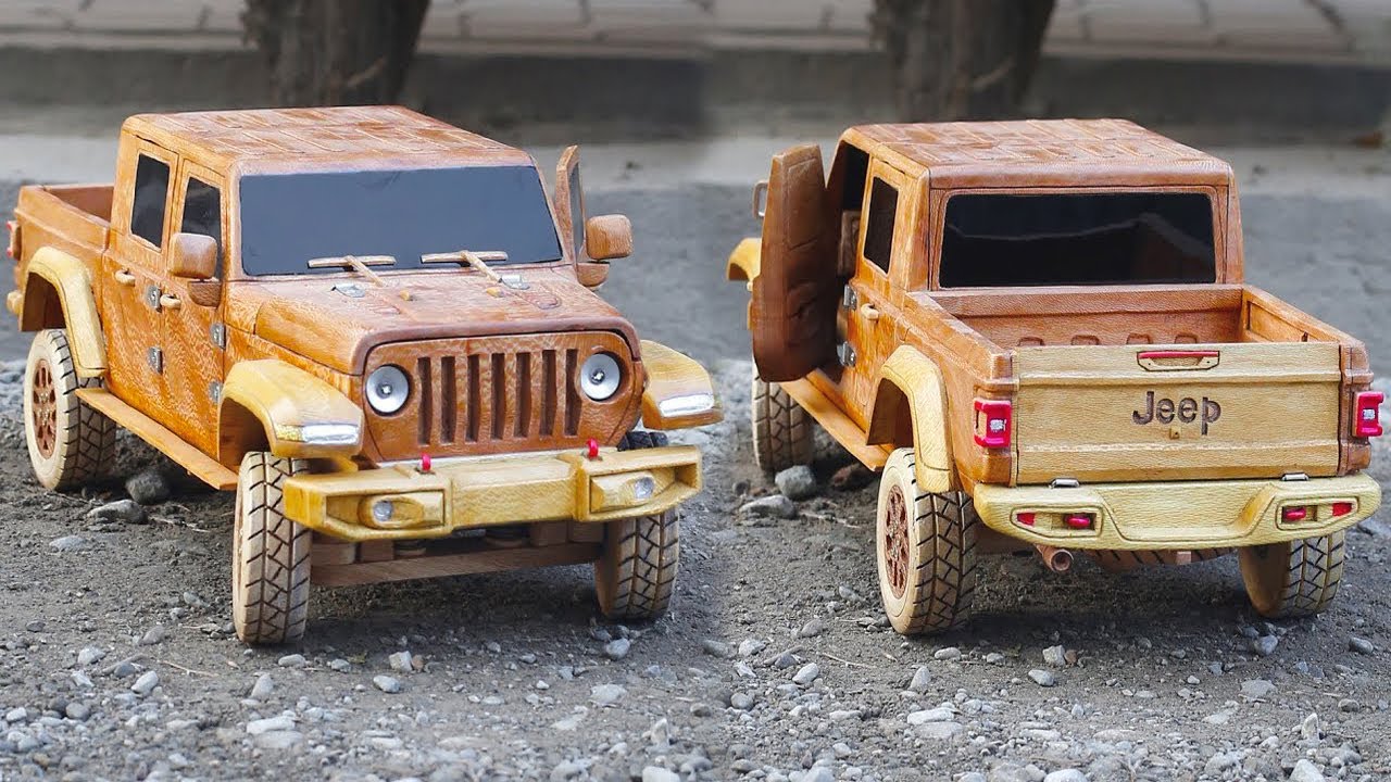 Wood Carving - Jeep Gladiator 2020 Truck - ASMR Woodworking, DIY Car ...
