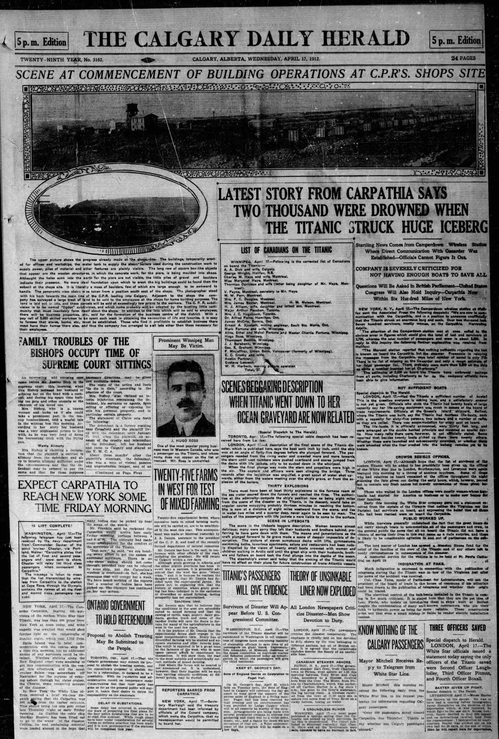 The sinking of the Titanic: 113 years ago today