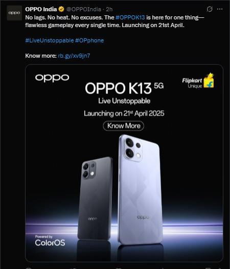 Oppo K13 launch date confirmed in India: Price, key specs and more to ...