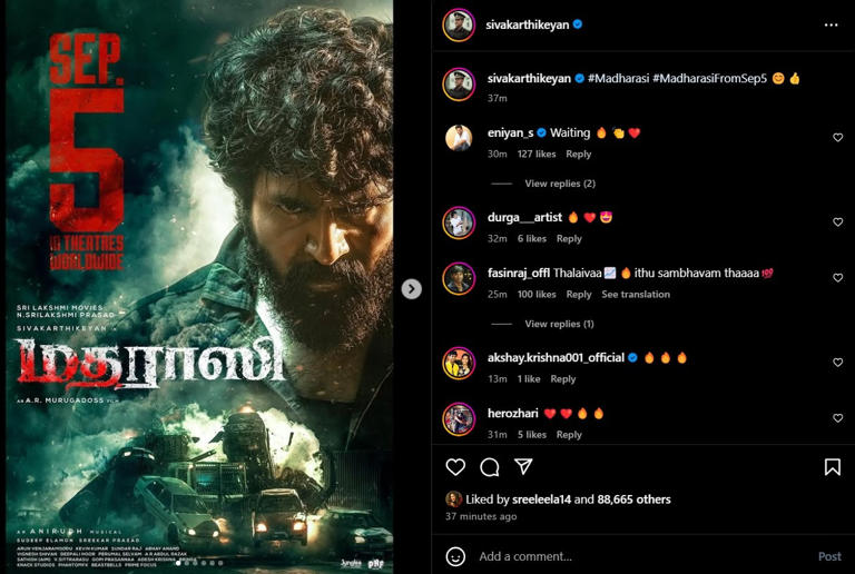 Madharasi: Sivakarthikeyan, Murugadoss's film locked for September release