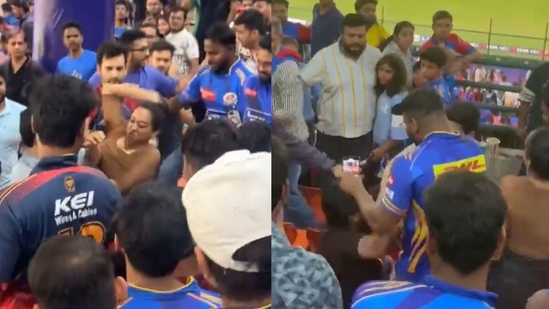 Female fan beats up spectator as massive brawl breaks out during DC vs ...