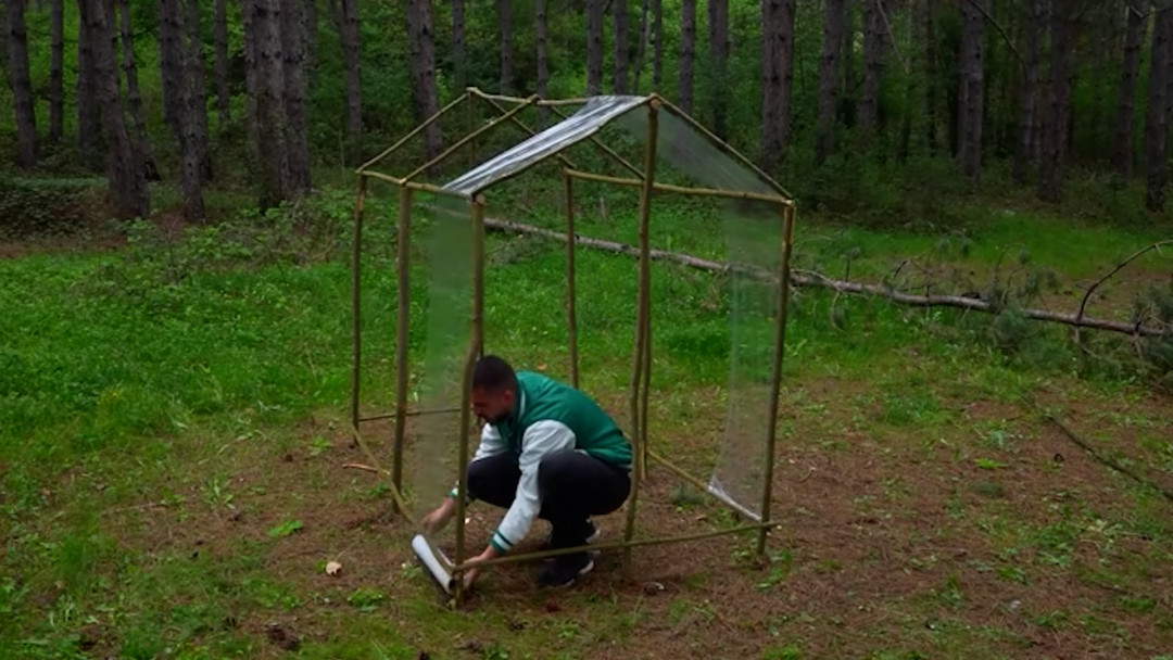 Cabin is Crafted Using Plastic Sheeting