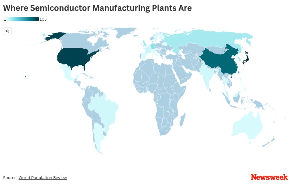 Map Shows Where Semiconductors Are Made Around the World