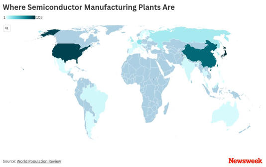 Map Shows Where Semiconductors Are Made Around the World