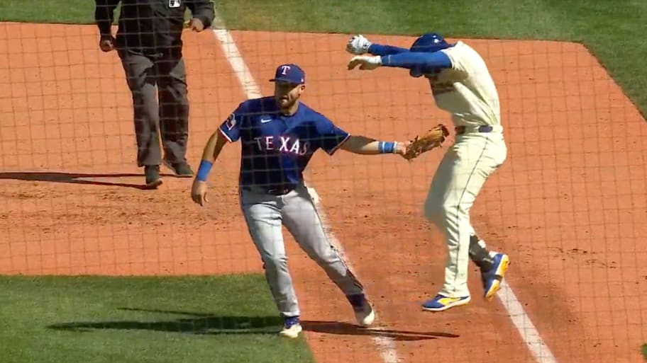 Rangers First Baseman Charged With Error After Baserunner Avoids Tag ...