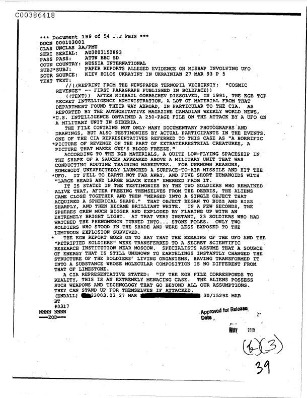 'Secret' document claims Soviet forces 'turned to stone by alien attack'