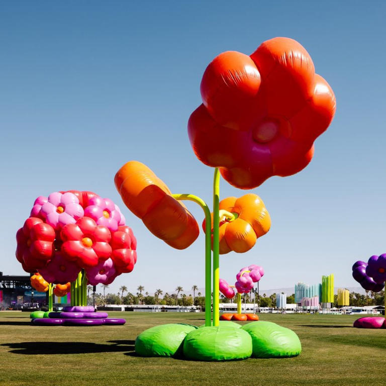 Coachella 2025 installations include giant flowers and pinwheels