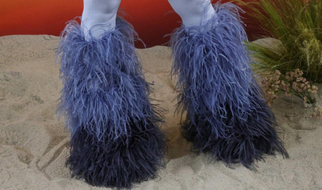 Cardi B Wore Purple Ombré Feather Boots & Edgy Rick Owens Sandals at ...