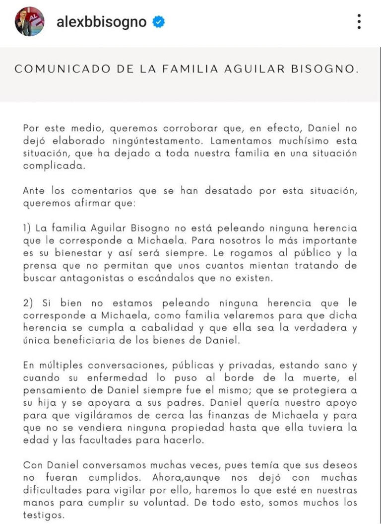 Ex esposa de Daniel Bisogno inicia disputa por herencia del conductor y le deja de hablar a su ...