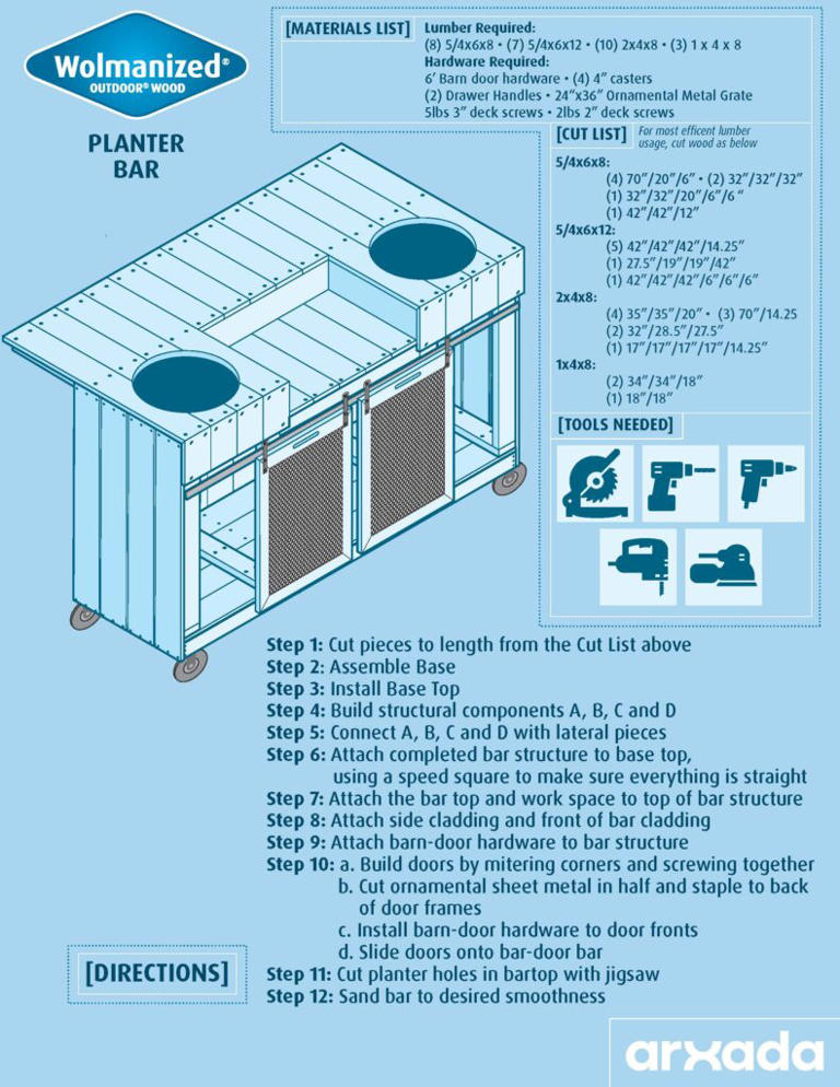 Build a planter bar from treated wood