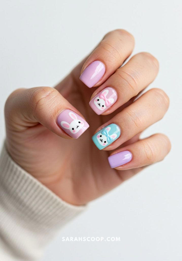 55+ Cute Easter Bunny Nail Designs and Ideas for Spring