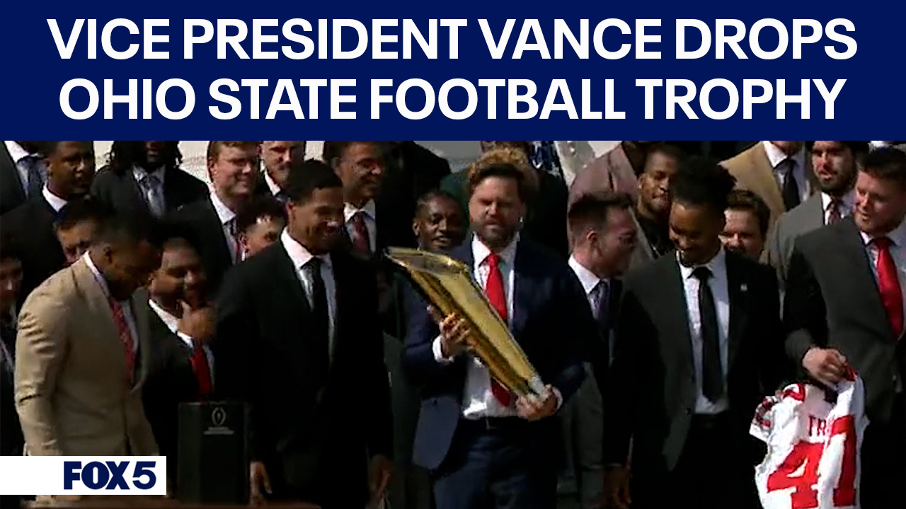 WATCH: VP Vance drops Ohio State University football team's trophy