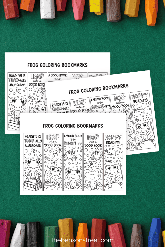 Free Printable Frog Coloring Bookmarks: 5 Designs