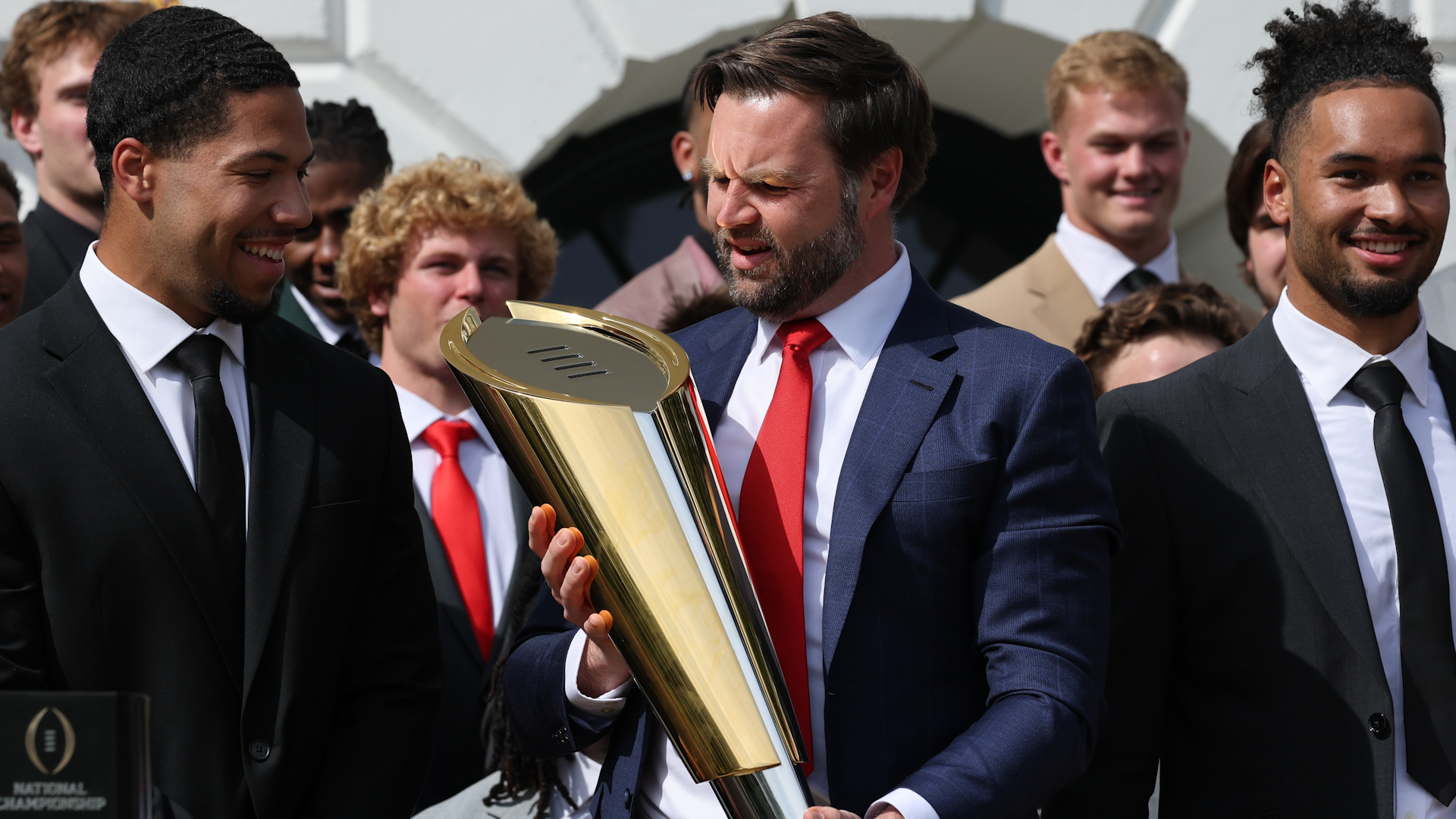 Ohio State Trophy Falls Apart In JD Vance's Hands During White House Visit