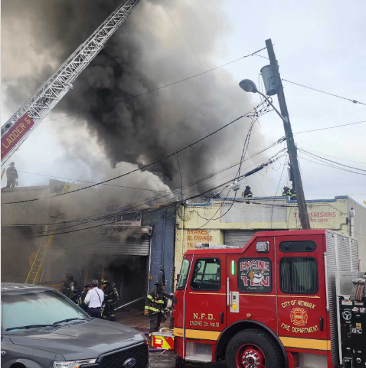 One Firefighter Hurt After Blaze At Auto Repair Shop: Newark PD