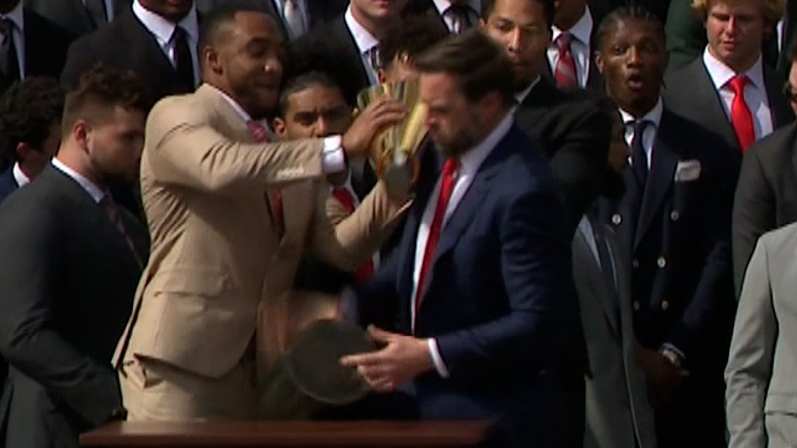 Watch JD Vance drop trophy