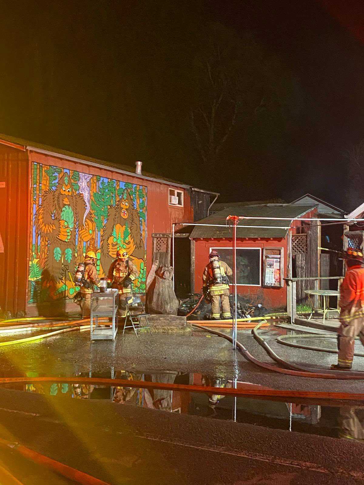 Structure fire contained near the Bigfoot Discovery Museum
