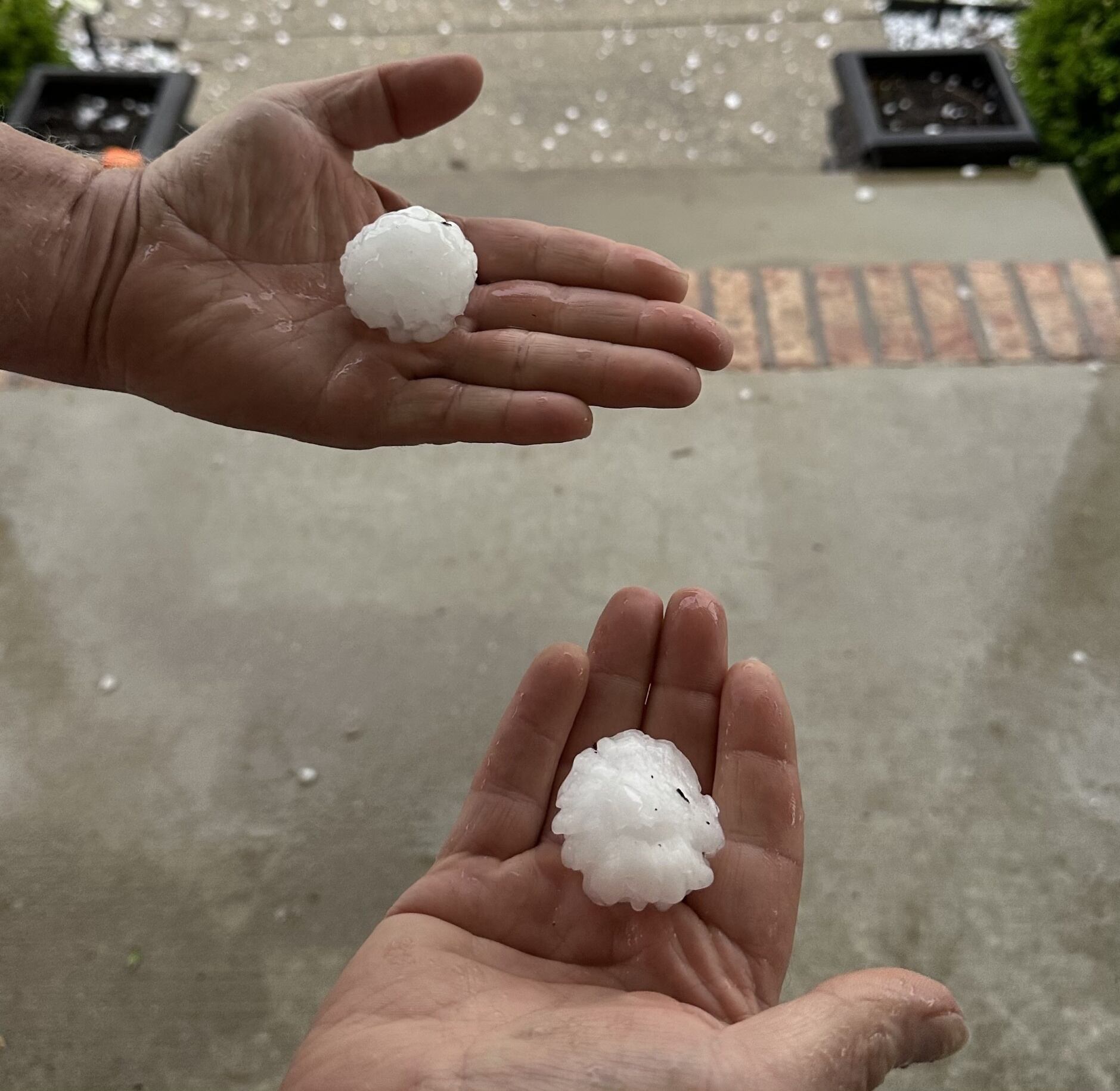 Large hail causes damage in some communities