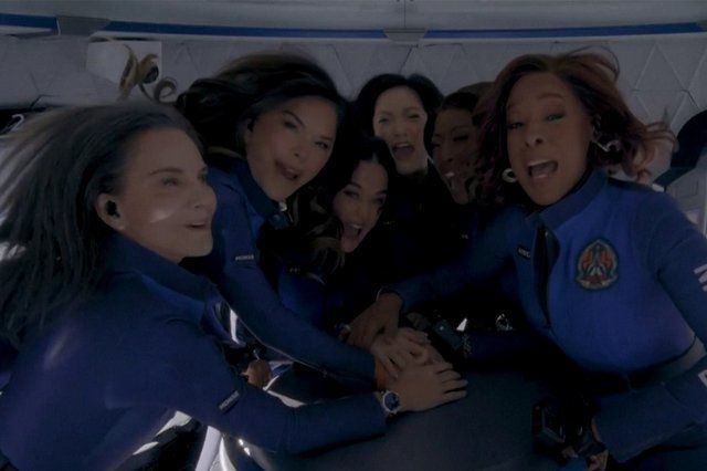 Katy Perry and all-female Blue Origin crew float in space