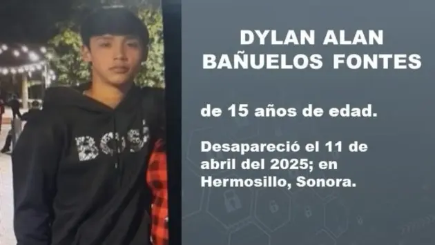 Desaparece Dylan Alan Bañuelos Fontes, menor de 15 años, en Hermosillo