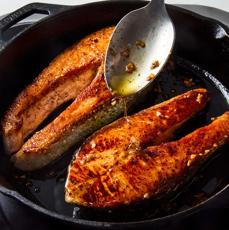 Our Salmon Steaks Are Swimming In An Ocean Of Sweet & Buttery Sauce