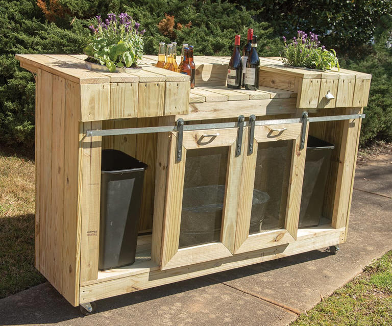 Build a planter bar from treated wood