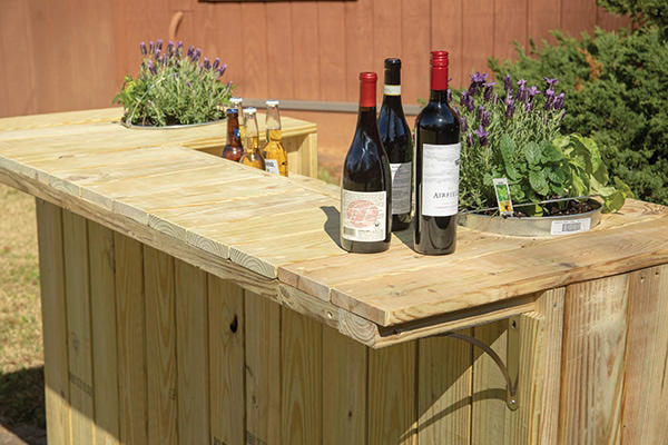 Build a planter bar from treated wood
