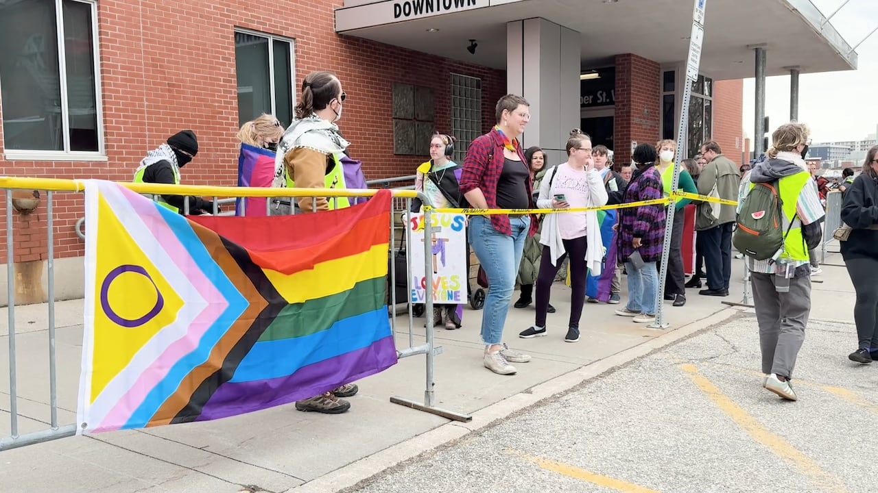 2nd rally held to protest Catholic school board's motion to ban Pride flags