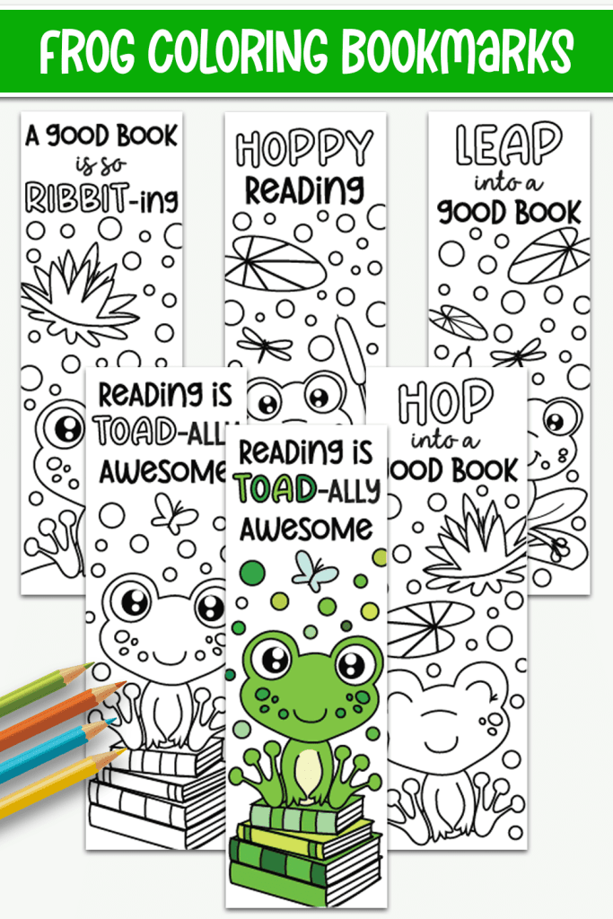 Free Printable Frog Coloring Bookmarks: 5 Designs