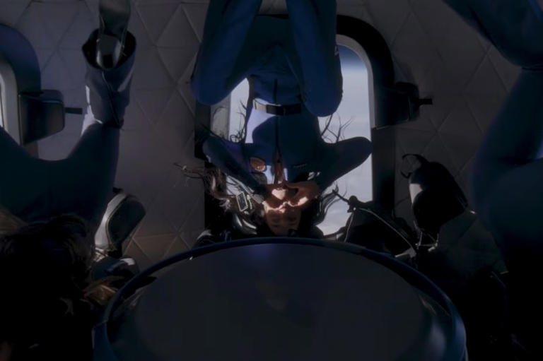 Pictures inside Blue Origin rocket ship show all-female crew taking in ...