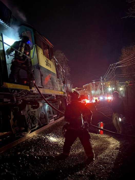 No injuries reported after train engine catches fire in Bellows Falls