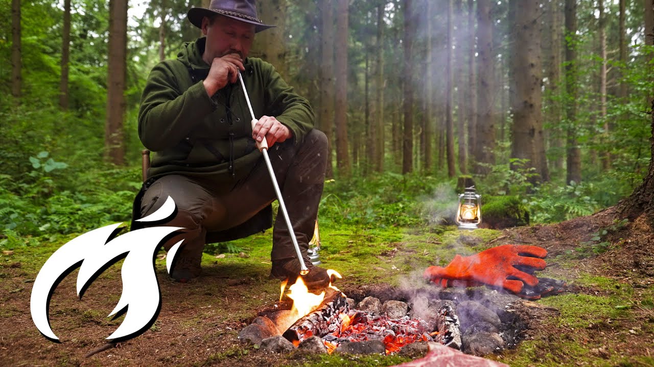 Caveman Steak Grilled in Hot Coals - ASMR Fire Cook🔥