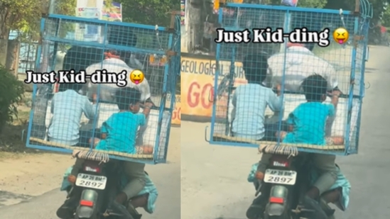 Man rides with kids in poultry cage on bike in Telangana, internet ...