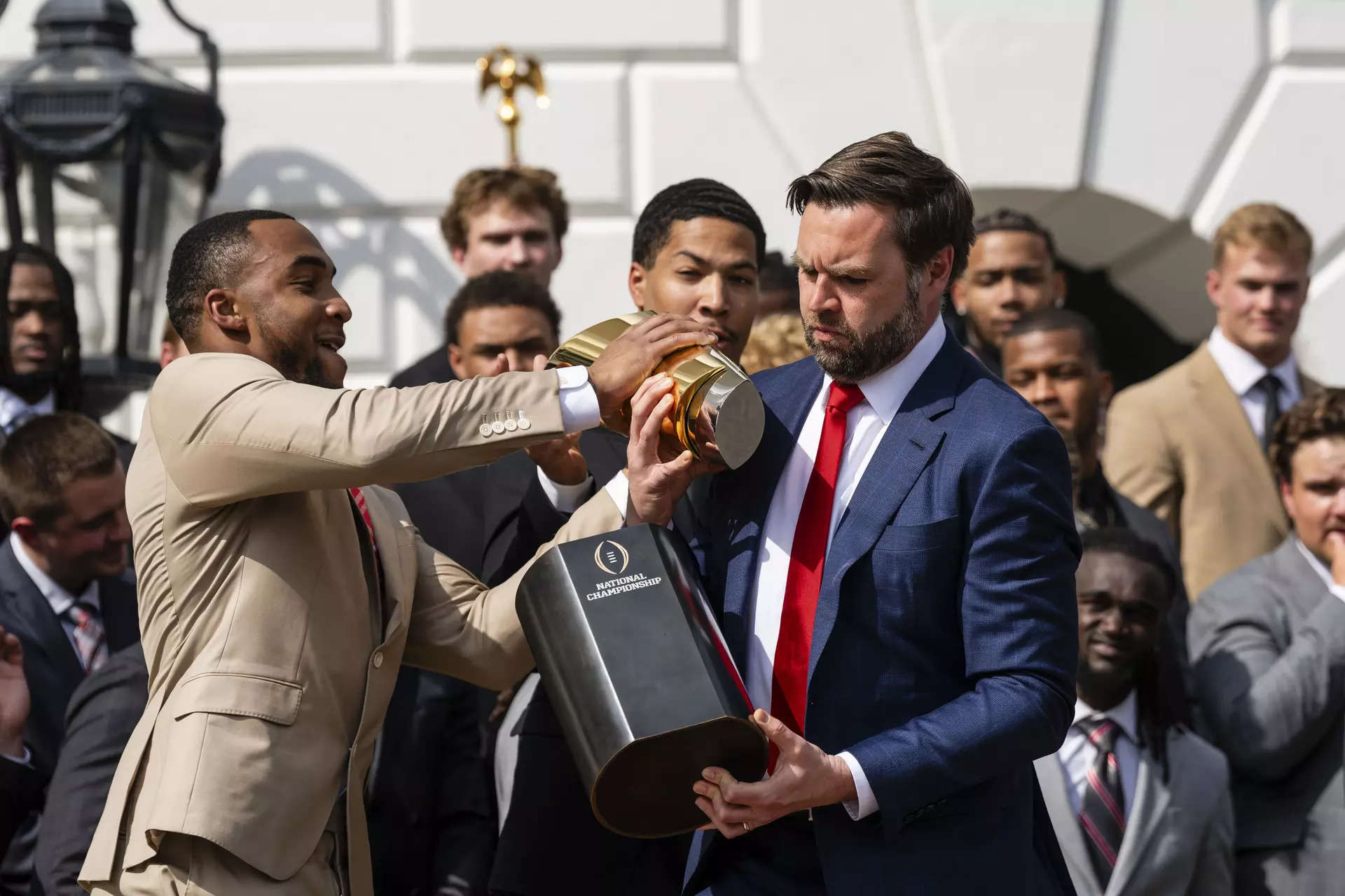 JD Vance drops Ohio state’s Championship trophy during White House ...