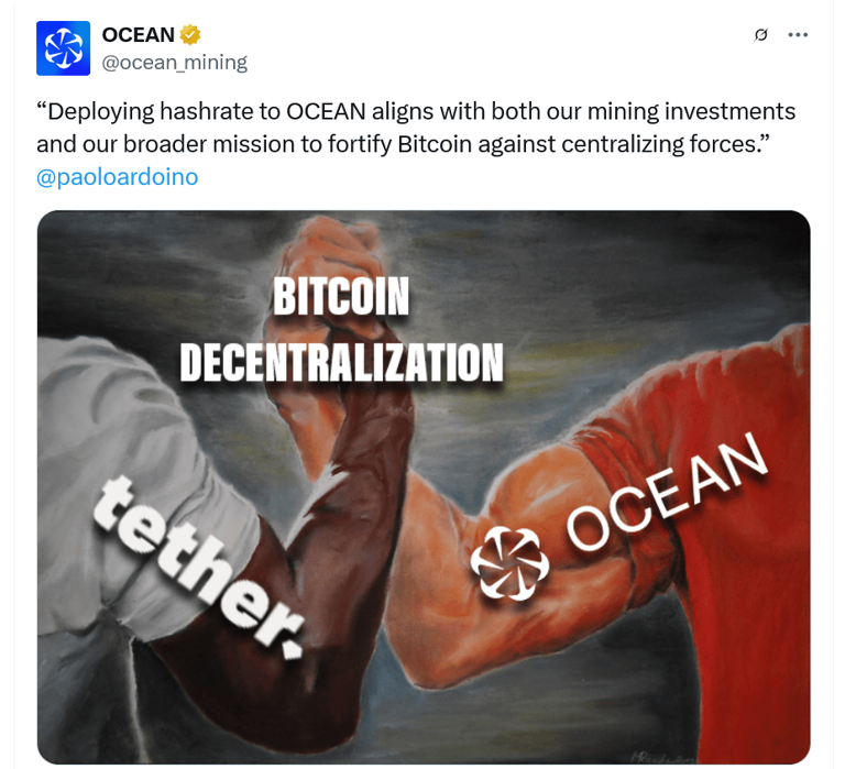 Tether partners with Ocean mining pool to decentralize Bitcoin block ...