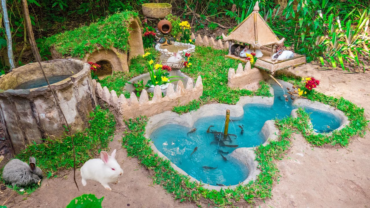 Magical Rabbit House With Fish Pond Made by Bare Hand as a Safe Haven