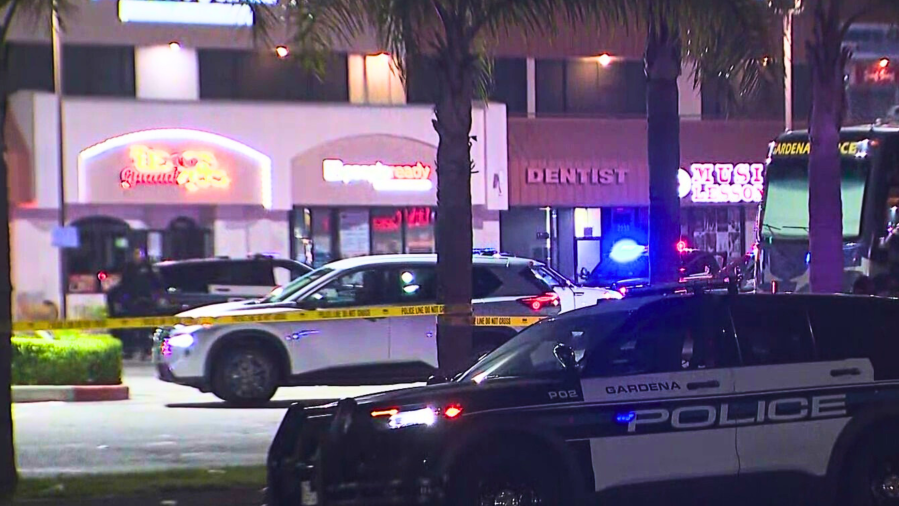 Female suspect killed in police shooting at Gardena strip mall