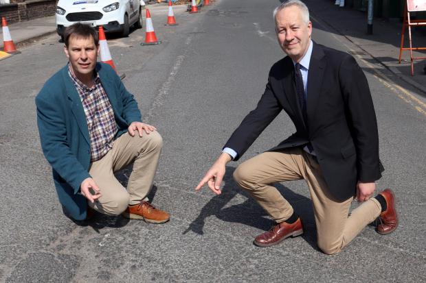 Gideon Amos visits worst pothole locations in constituency