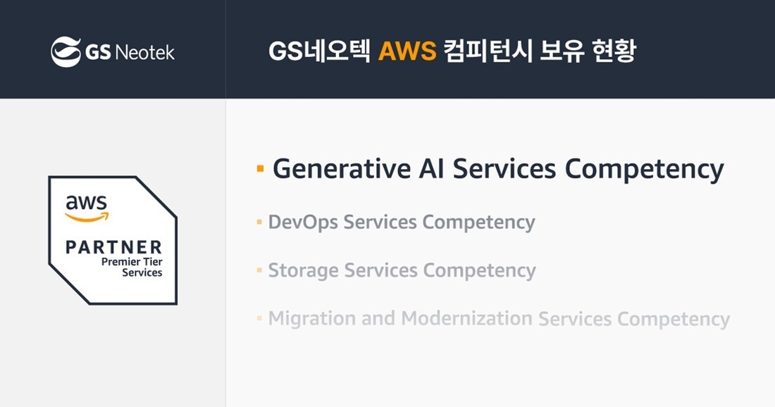 GS네오텍, AWS 생성형 AI 컴피턴시 획득차별화된 AI 기술력 입증