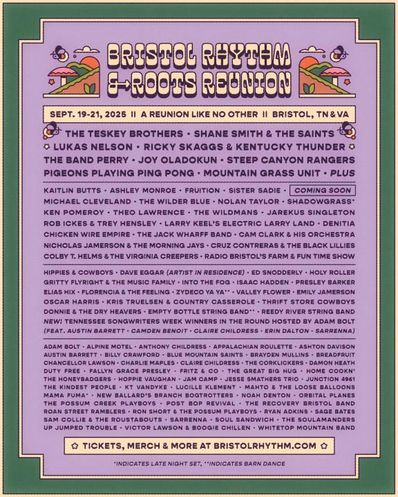 Full lineup announced for 2025 Bristol Rhythm & Roots