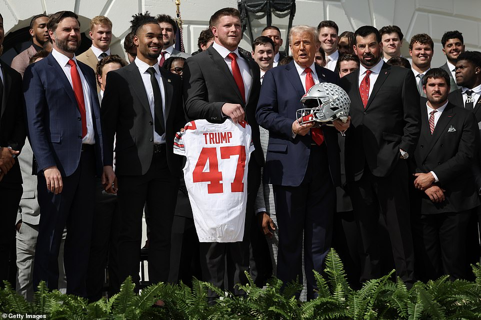 JD Vance drops Ohio State championship trophy during White House event