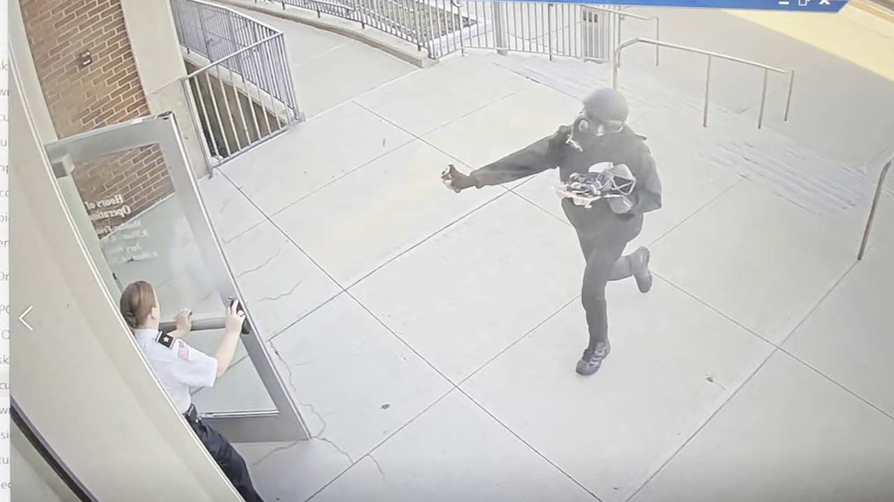 Video shows gas masked man's pepper spray attack at Woburn courthouse