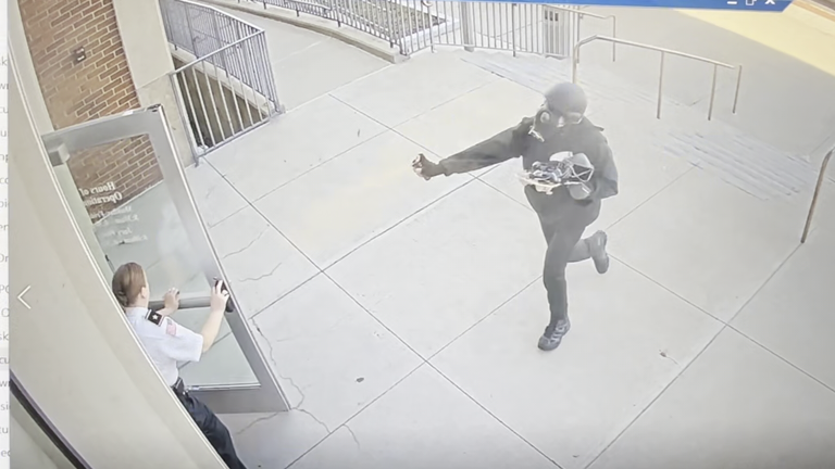 Video shows gas masked man's pepper spray attack at Woburn courthouse