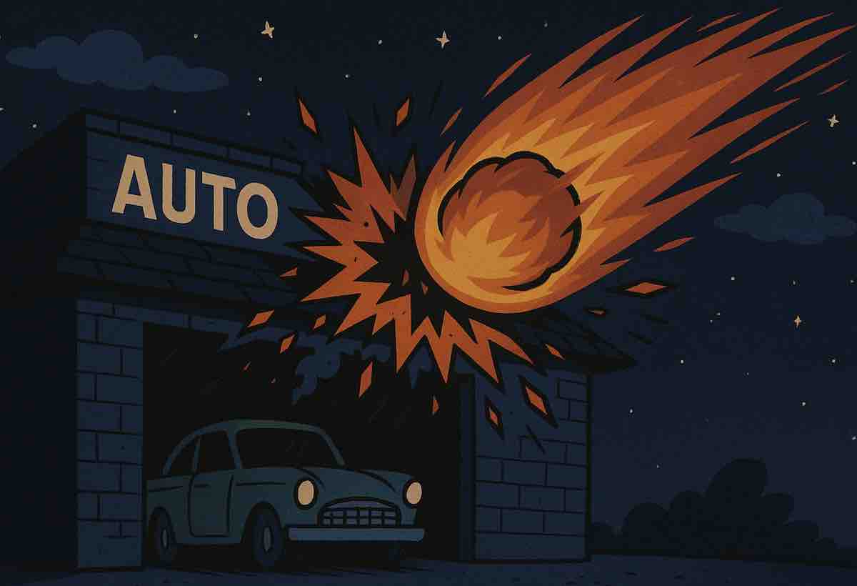 UFO-unidentified falling object-crashes through roof and vanishes without a trace (video)