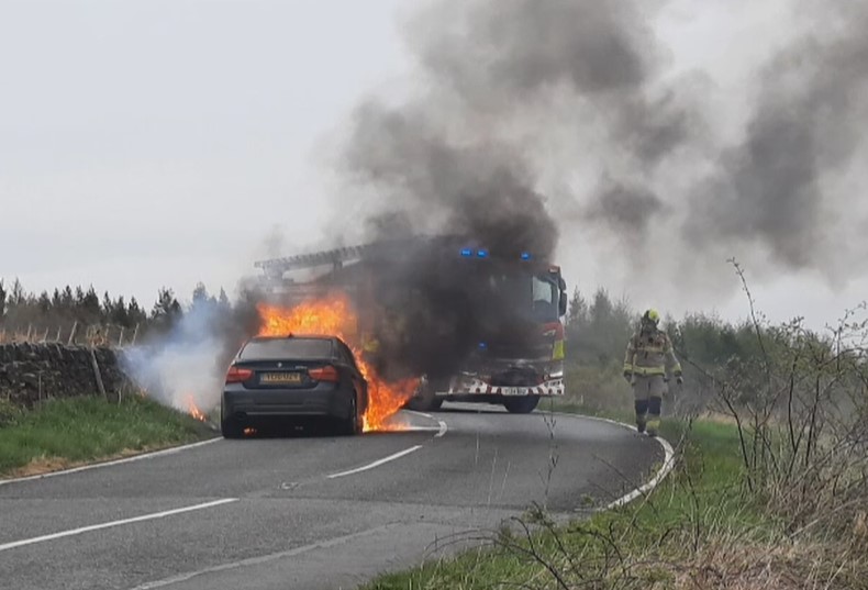 WATCH: Dramatic scenes as Sheffield firefighters tame raging car fire ...