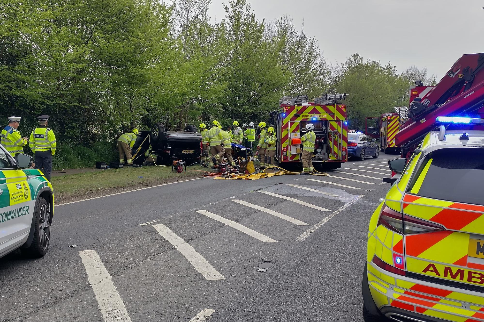 A24 reopens after incident involving 'rolled over car'; bus became ...