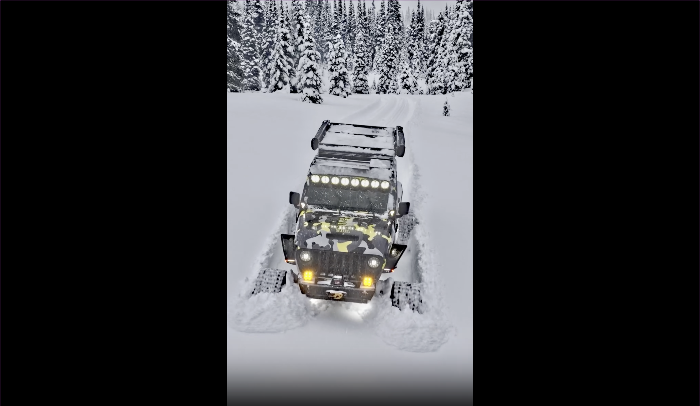 Hemi Gladiator on Tracks exploring the alpine in a snow storm ️