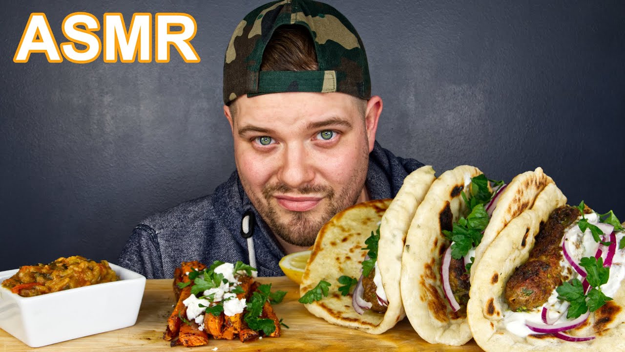 ASMR Mukbang Moroccan Kofta Zaalouk & Spiced Carrots ¦ Dave Kay ASMR