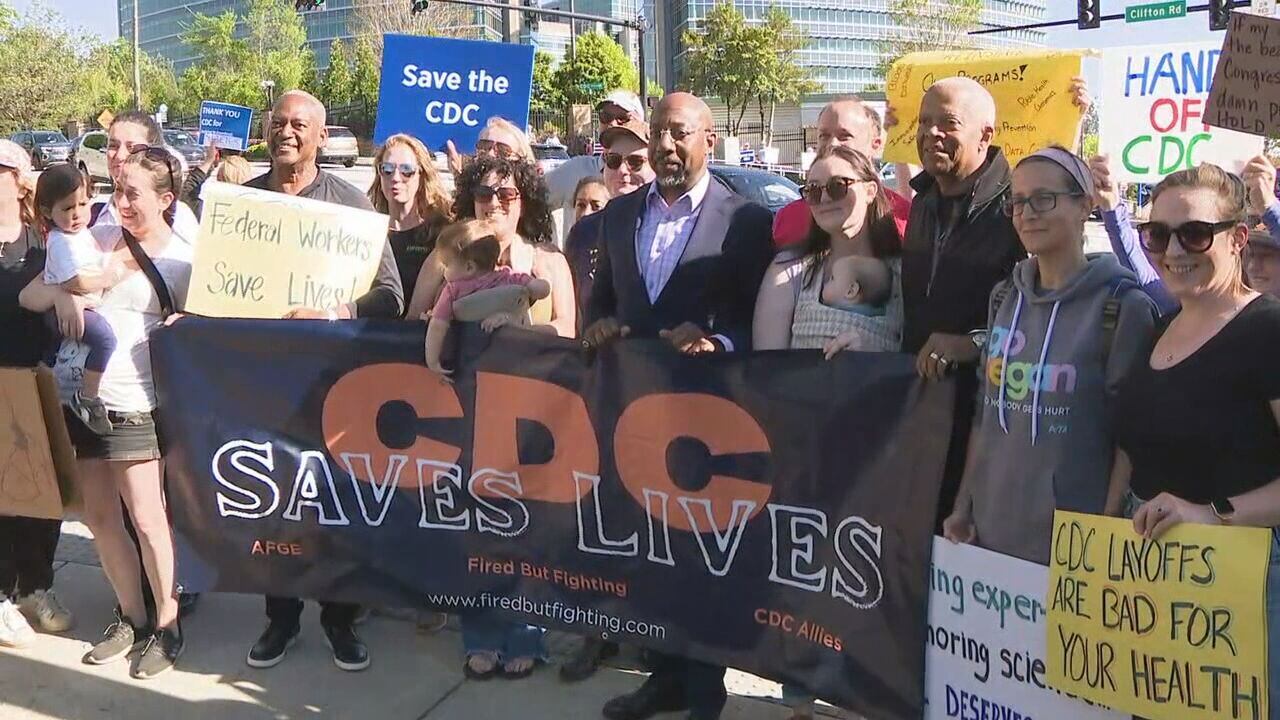 Lawmakers join protestors to protest cuts of OBGYN researchers at the CDC